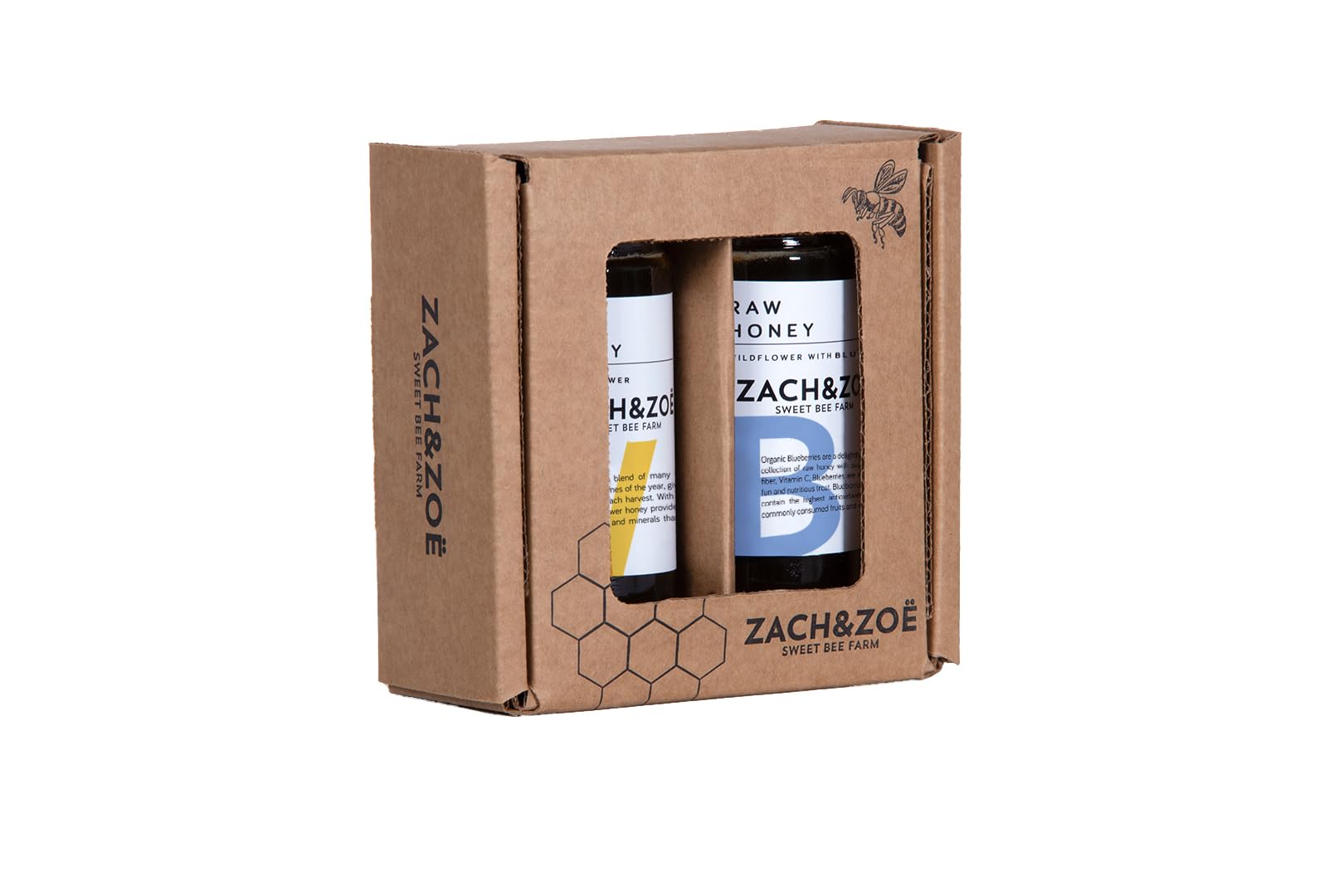 Zach & Zoe Sweet Bee Farm Raw Wildflower + Blueberry Honey Gift Set, 12.00 Ounce (Pack of 1)