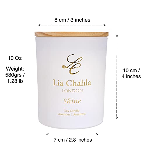 Luxury Candle, Lavender Scented Candle with Amethyst Crystals Inside, Soy Candle, Candles Gifts for mom (Shine/Lavender - Amethyst, 10 Oz)