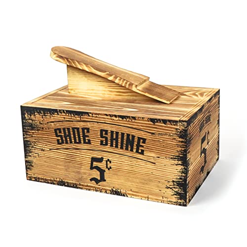 Old & Bold Vintage Wooden Shoe Shine Box With Foot Rest - Rustic Wood Box Perfect for Jewelry and Antiques - Gentlemanâs Box