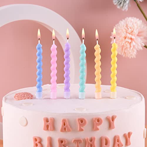 PHD CAKE 36-Count Rainbow Spiral Birthday Candles with Holders, Party Candles, Cake Candles