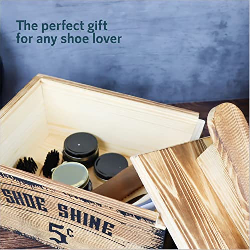 Old & Bold Vintage Wooden Shoe Shine Box With Foot Rest - Rustic Wood Box Perfect for Jewelry and Antiques - Gentlemanās Box