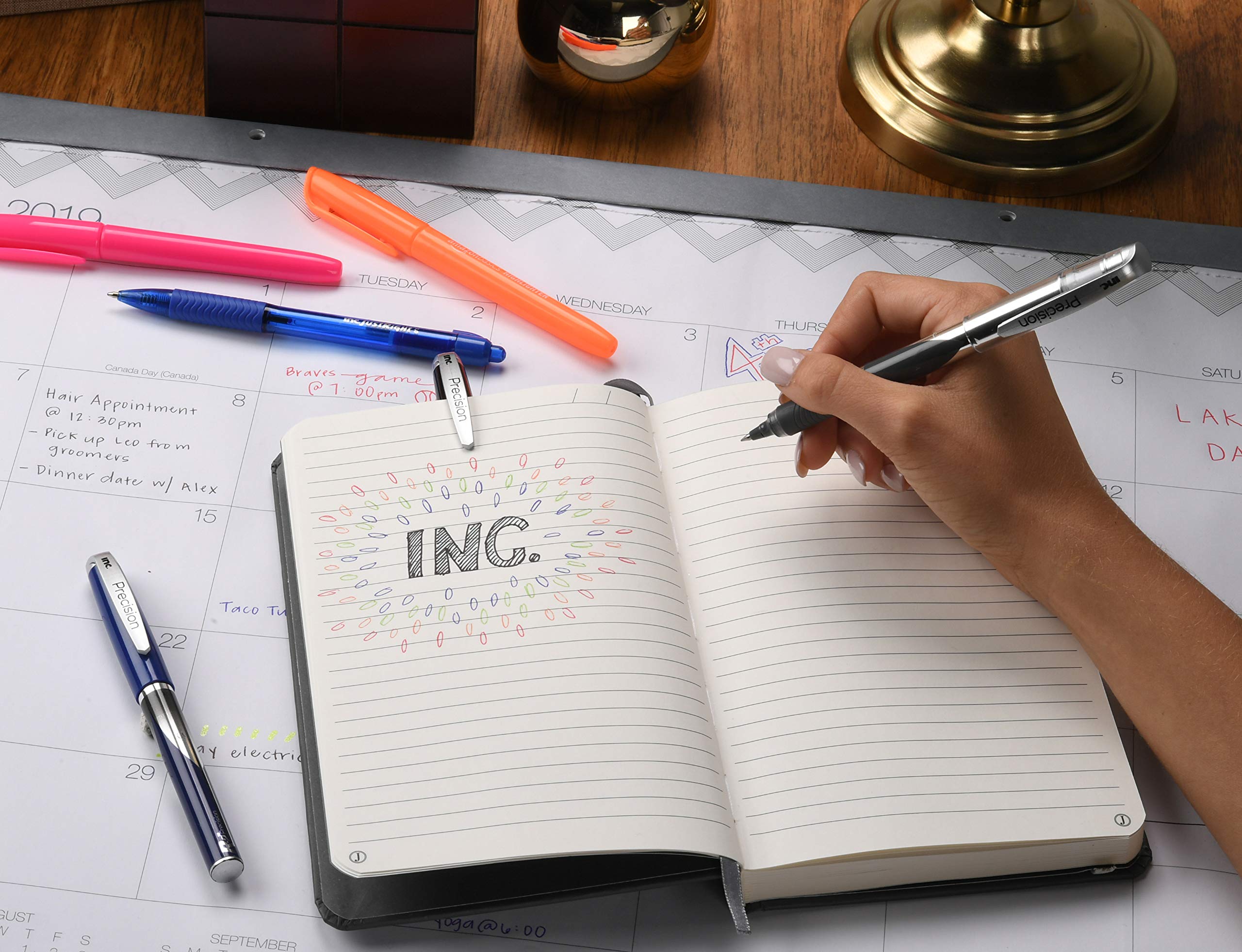 INC R2 PRECISION ROLLERBALL 0.5 MM Tip Ultra Fine Point 12 Count Comfort Grip R-2 Precision Pens with Free Flowing Liquid Ink for Smooth Writing, Premium Black Ink Pens for Home, School or Office