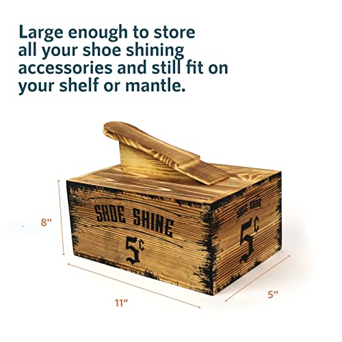 Old & Bold Vintage Wooden Shoe Shine Box With Foot Rest - Rustic Wood Box Perfect for Jewelry and Antiques - Gentlemanās Box
