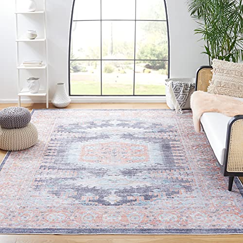 SAFAVIEH Serapi Collection Machine Washable 6'7" x 9' Terracotta/Blue SEP382P Boho Chic Living Room Dining Bedroom Area Rug