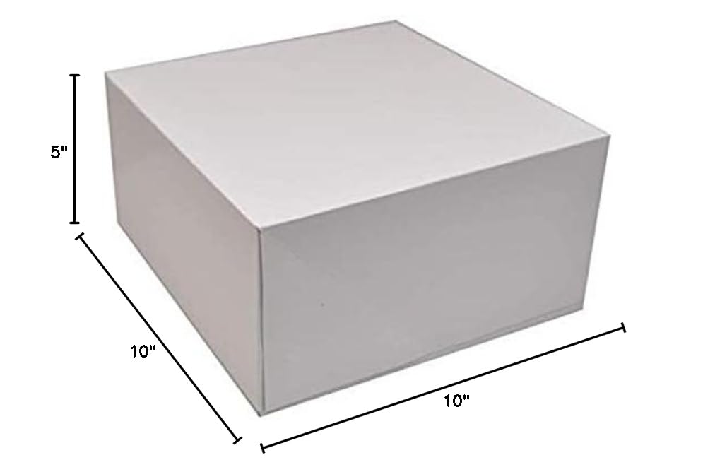 Deep Square Cardboard Box with Lid, 10x10 inch, White Deep Gift Box, 2 Packs of 4 (8 Total)