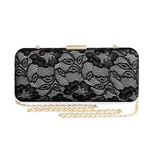 Mulian LilY M308 Women's Elegant Floral Lace Clutch Formal Evening Prom Handbag Purse Silver