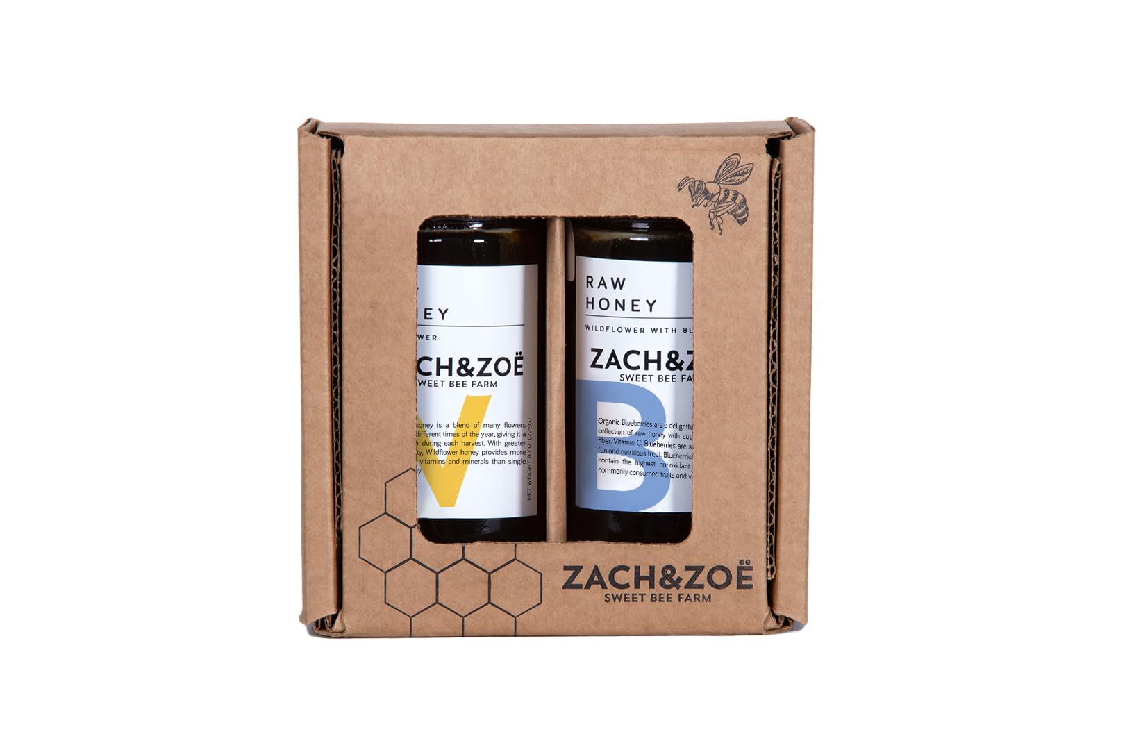 Zach & Zoe Sweet Bee Farm Raw Wildflower + Blueberry Honey Gift Set, 12.00 Ounce (Pack of 1)
