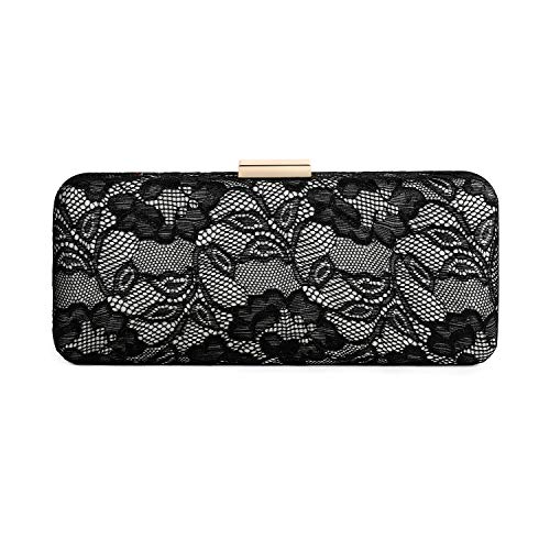 Mulian LilY M308 Women's Elegant Floral Lace Clutch Formal Evening Prom Handbag Purse Silver