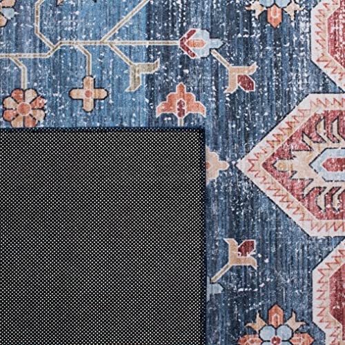 SAFAVIEH Tucson Collection Machine Washable Slip Resistant 6' x 9' Blue/Rust TSN110M Vintage Persian Medallion Living Room Dining Bedroom Area Rug