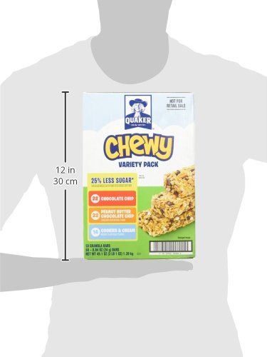 Quaker Chewy Lower Sugar Granola Bars, 3 Flavor Variety Pack, 58 Count (Pack of 1)
