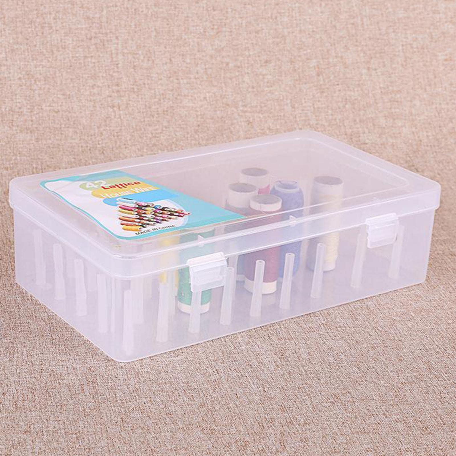 shamjina - Satchel Storage Container with 42 Pieces Trays, Thread Storage Box Embroidery Craft Thread Plastic Stitch Bobbins Case