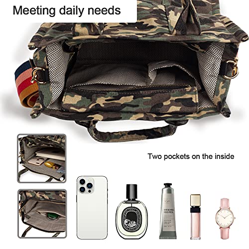 MEEJUNE Women Canvas Tote Handbags Casual Shoulder Work Bag Crossbody (Multi)