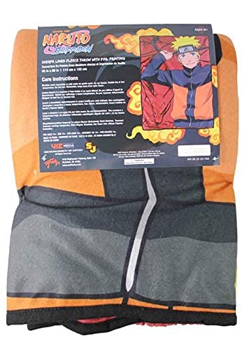 JUST FUNKY Naruto Shippuden Fleece Throw Blanket | 45 x 60 inches | Featuring Naruto Uzumaki of The Hidden Leaf | Bed Couch Room Decor | Officially Licensed