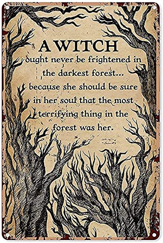 caiye Witch Decor for Kitchen A Witch Ought Never to Be Frightened Tin Sign Decoration Vintage Chic Metal Poster Wall Decor Art Gift for Home Bar Cafe Garage Outdoor Man Cave 5.9x7.9 Inch