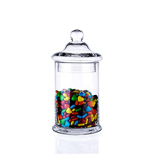 Diamond Star Set of 3 Clear Glass Apothecary Jars Elegant Storage Jar with Lid, Decorative Wedding Candy Organizer Canisters Home Decor Centerpieces (H: 11", 8.5", 7.5" D: 5")