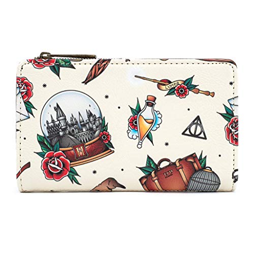 Loungefly Harry Potter Tattoo Print Faux Leather Bi-fold Wallet