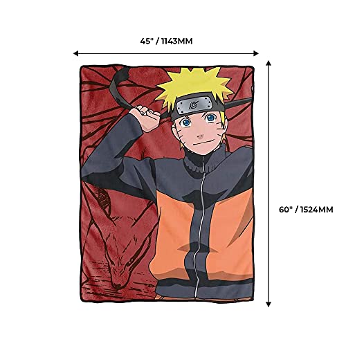 JUST FUNKY Naruto Shippuden Fleece Throw Blanket | 45 x 60 inches | Featuring Naruto Uzumaki of The Hidden Leaf | Bed Couch Room Decor | Officially Licensed