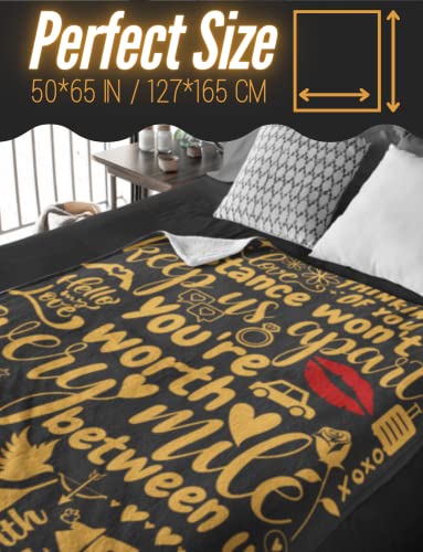 InnoBeta Long-Distance Relationship Gifts, You’re Worth Every Mile Between Us, Man Blanket for Husband, Boyfriend, Lovers, for Long Distance, Soft Throw Blanket 50"x65"