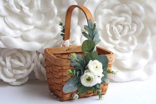 Willow Basket, Flower Girl Basket, Willow Flower Basket, Rustic Flower Girl Baskets, Decorated Basket, Wood Wedding Baskets, Flower Baskets (Pillow Personalized)