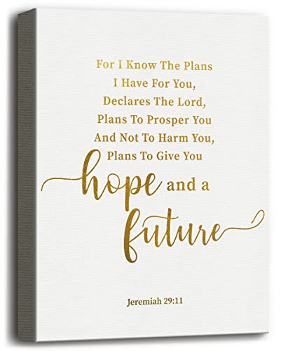 Canvas Wall Art Jeremiah 29:11, For I Know The Plans I Have For You, Christian Bible Verse Wall Art, Canvas Prints Poster Wall Art for Home Decor, Scripture Sign Christian Wall Decor Size 12x15