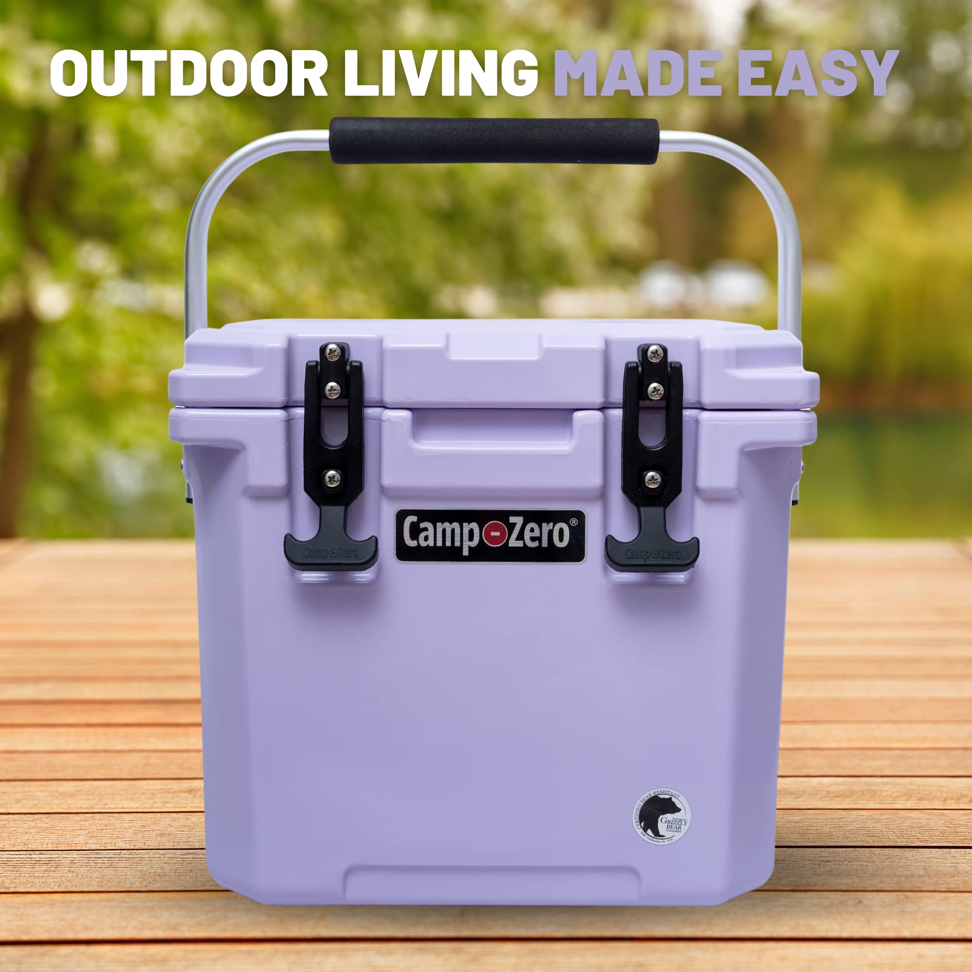 CAMP-ZERO 12L-12.6 Quart Portable Hard Cooler Ice Chest, Perfect for Drinks, Lunch, Beach, Picnics, Boating, Camping and Travel with 2 Molded-in Cup Holders and Folding Aluminum Handle