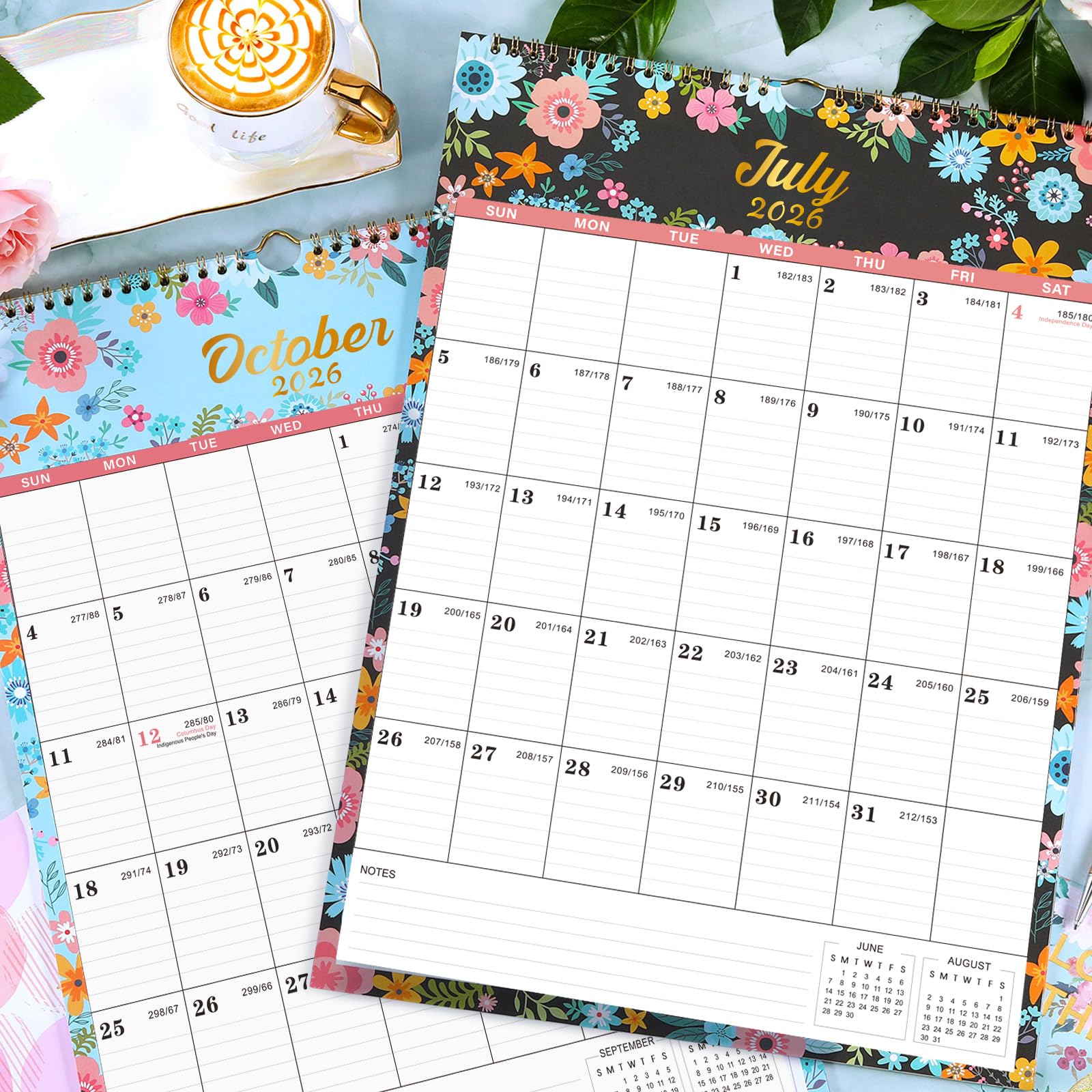 2023-2024 Wall Calendar - 18 Monthly Wall Calendar with Thick Paper, July 2023 - Dec 2024, 12" x 17", Large Blocks with Julian Dates, Twin-Wire Binding, Hanging Hook, Perfect for Home & Office Planning
