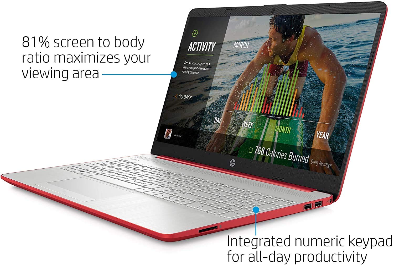 2020 HP 15.6" HD LED Display Laptop, Intel Pentium Gold 6405U Processor, 4GB DDR4 RAM, 128GB SSD, HDMI, Webcam, WI-FI, Windows 10 S, Scarlet Red
