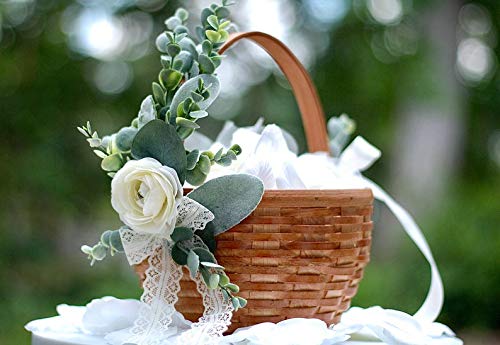 Willow Basket, Flower Girl Basket, Willow Flower Basket, Rustic Flower Girl Baskets, Decorated Basket, Wood Wedding Baskets, Flower Baskets (Pillow Personalized)