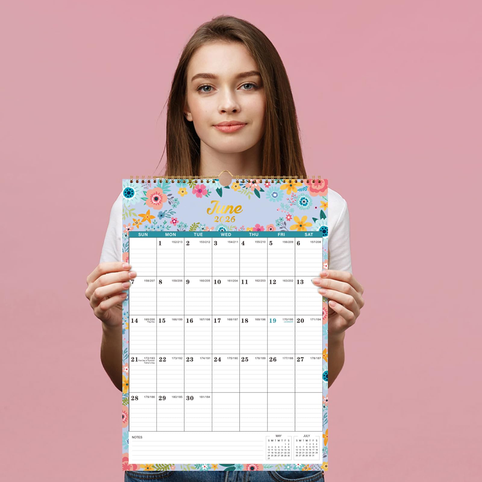 2023-2024 Wall Calendar - 18 Monthly Wall Calendar with Thick Paper, July 2023 - Dec 2024, 12" x 17", Large Blocks with Julian Dates, Twin-Wire Binding, Hanging Hook, Perfect for Home & Office Planning