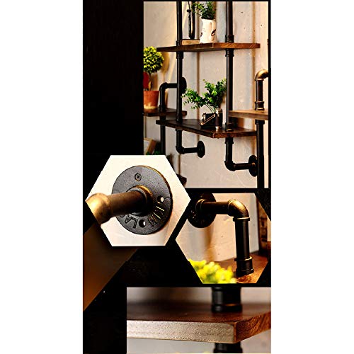 FOTEE Industrial Bookshelf Pipe Shelves 3 Tiers, Rustic Wood Shelf Wall Mounted, Metal Corner Hung Bracket Shelving Floating Shelves Home Decor Shelf,Black
