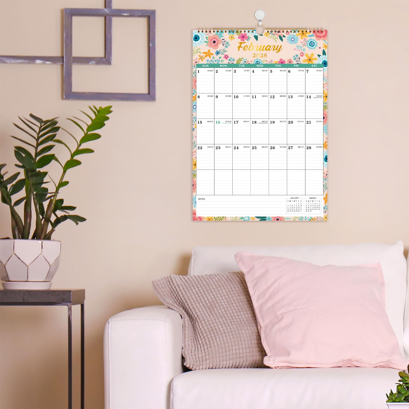 2023-2024 Wall Calendar - 18 Monthly Wall Calendar with Thick Paper, July 2023 - Dec 2024, 12" x 17", Large Blocks with Julian Dates, Twin-Wire Binding, Hanging Hook, Perfect for Home & Office Planning