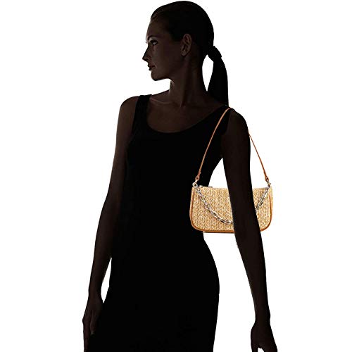 GL-Turelifes Small Straw Bags Summer Beach Bag Casual Clutch Shoulder Tote HandBag with Zipper Closure for Women (Brown B)