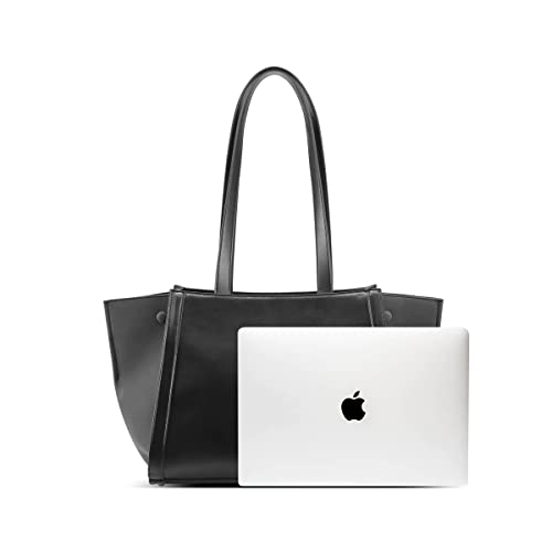 Pixie Mood Valentina 13.5 x 9 Vegan Leather Expandable Small Tote Bag, Black