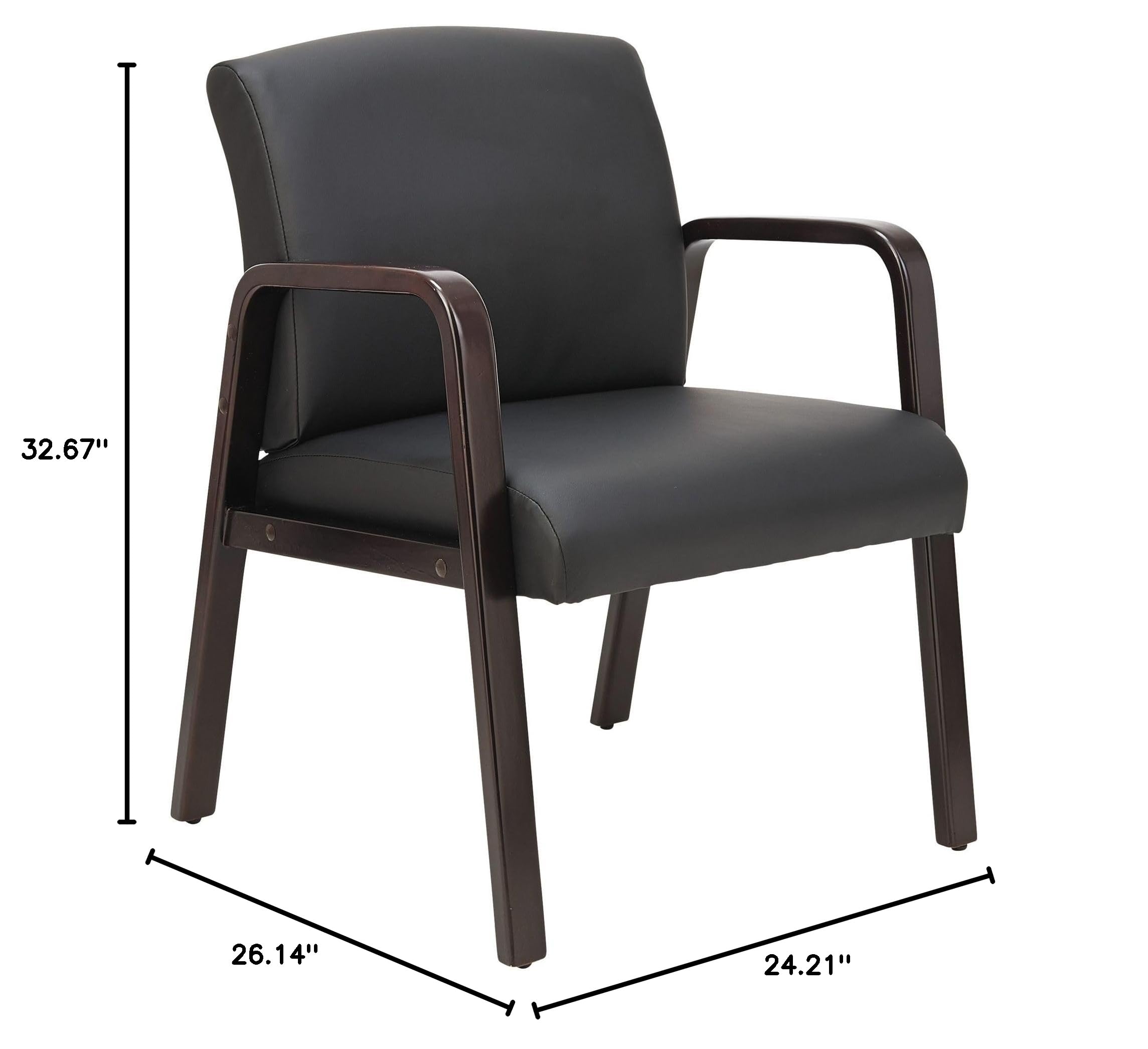 Alera ALERL4319E 24.21 in. x 26.14 in. x 32.67 in. WL Series Reception Lounge Guest Chair - Black/Espresso