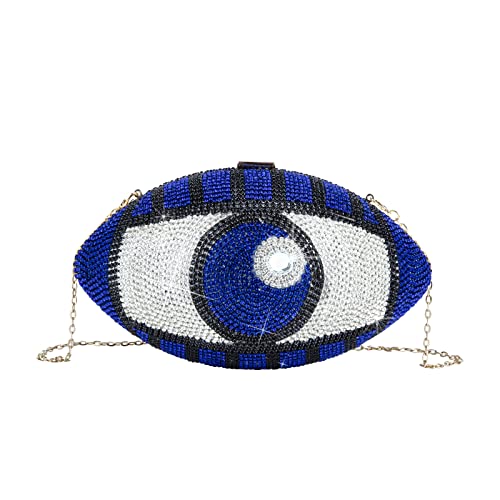 Evevictor Football Shaped Rhinestone Evening Clutch Purse Crystal Shoulder Bag Bling Party Handbag