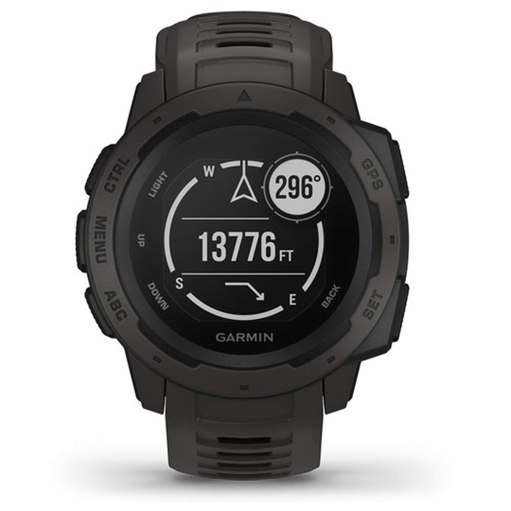 Garmin 010-02064-00 Instinct, Rugged Outdoor Watch with GPS, Features Glonass and Galileo, Heart Rate Monitoring and 3-Axis Compass, Graphite