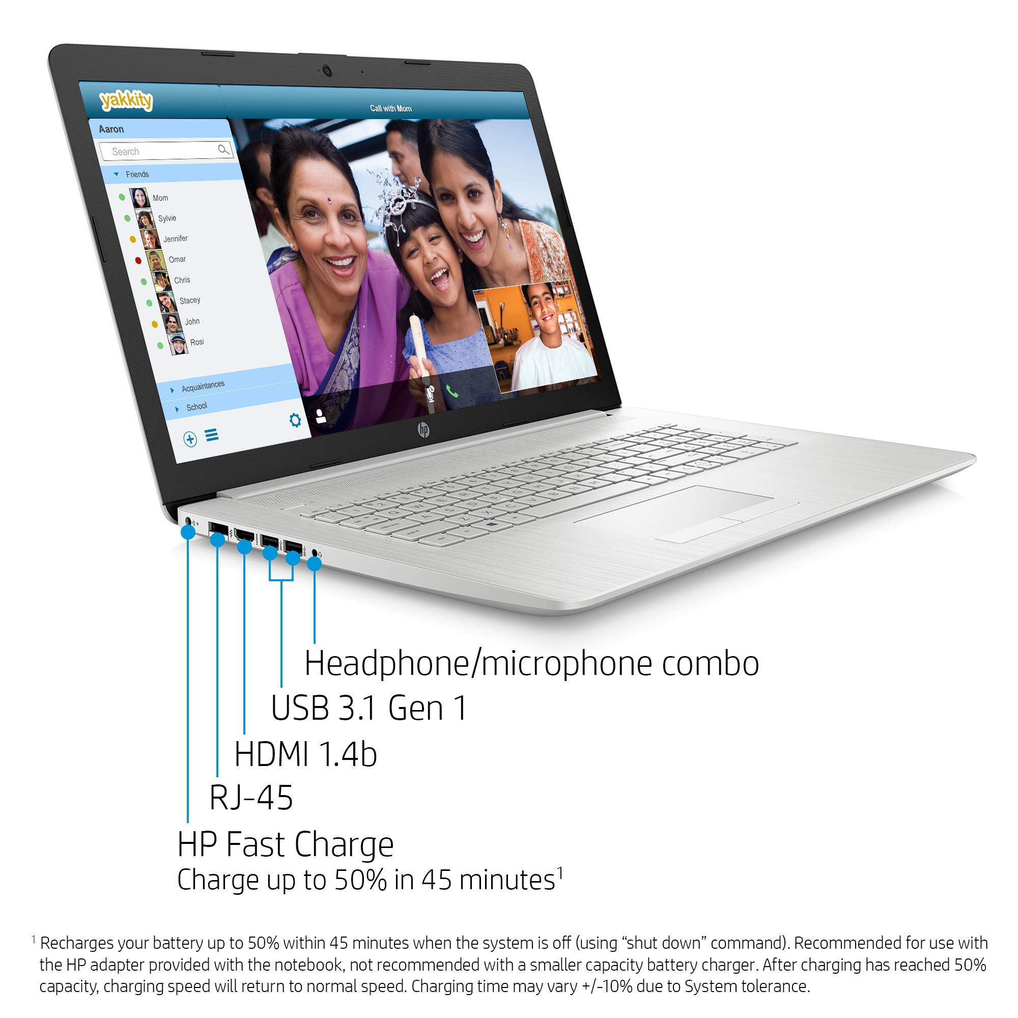 2020 New HP 17-by3063st 17.3 HD Display Notebook, Intel i3-1005G1, 8GB Memory, 128GB SSD 1TB Hard Drive, Windows 10, Silver (Renewed)