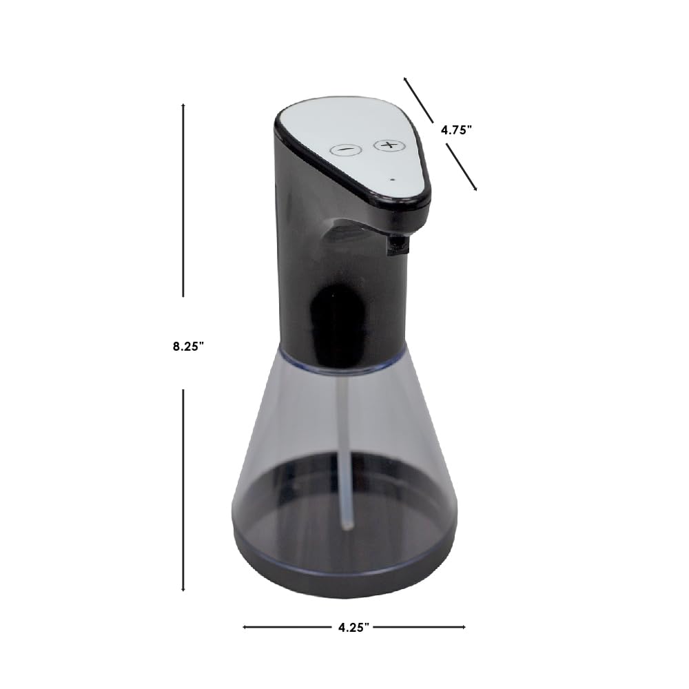 Home Basics Foaming 16 oz Compact Countertop Dispenser on 4 AA Batteries, Touchless, Splash-Proof, Automatic Liquid Soap Pump for Bathroom and Kitchen, Black
