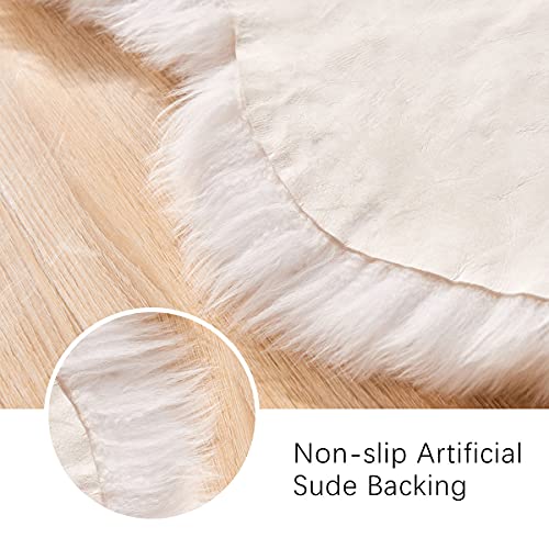 Gracefur Area Rug Genuine Sheepskin Rug Soft Lambswool Throw Rug Decorative Rug for Bedroom Sofa Floor (2*6ft, White)
