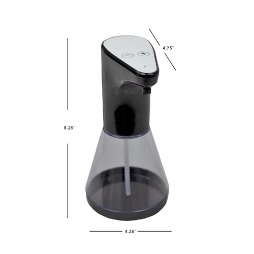 Home Basics Foaming 16 oz Compact Countertop Dispenser on 4 AA Batteries, Touchless, Splash-Proof, Automatic Liquid Soap Pump for Bathroom and Kitchen, Black