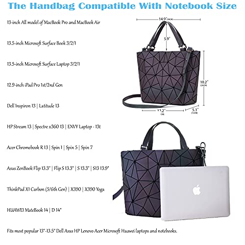 ESOVIO Irregular Geometric Luminous Shoulder Bag And Handbags For Lady Grid Holographic Reflective Purses Totes Shopping Rucksack