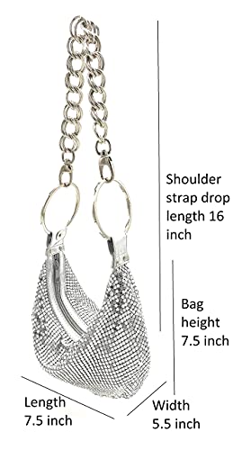 Vintage Evening Clutch Hobo Bag Wristlet Bucket Purse formal handbag for Party Wedding Prom Banquet (Silver)