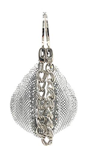 Vintage Evening Clutch Hobo Bag Wristlet Bucket Purse formal handbag for Party Wedding Prom Banquet (Silver)