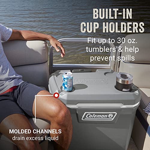 Coleman Classic Series Insulated Portable Wheeled Cooler, Leak-Resistant Outdoor Hard Cooler Keeps Ice up to 5 Days, 65-Quart