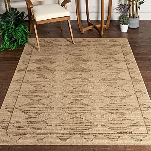 Well Woven Medusa Vidar Trellis Diamond Pattern Indoor/Outdoor Beige Flatweave 7'10'' x 10'6" Area Rug