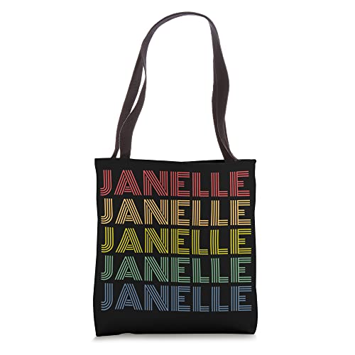 Womens Janelle Wordmark Pattern Personalized Name Retro Tote Bag