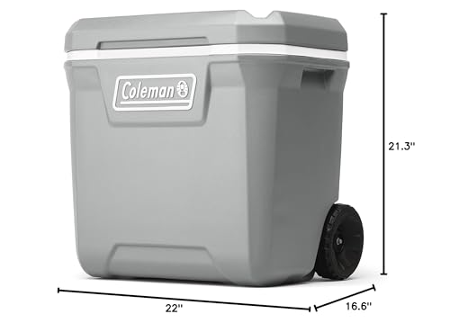 Coleman Classic Series Insulated Portable Wheeled Cooler, Leak-Resistant Outdoor Hard Cooler Keeps Ice up to 5 Days, 65-Quart
