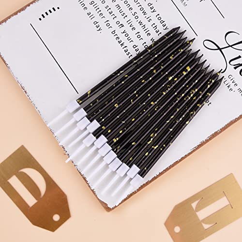PHD CAKE 24-Count Black Gold Long Thin Birthday Candles, Cake Candles, Birthday Parties, Wedding Decorations, Party Candles