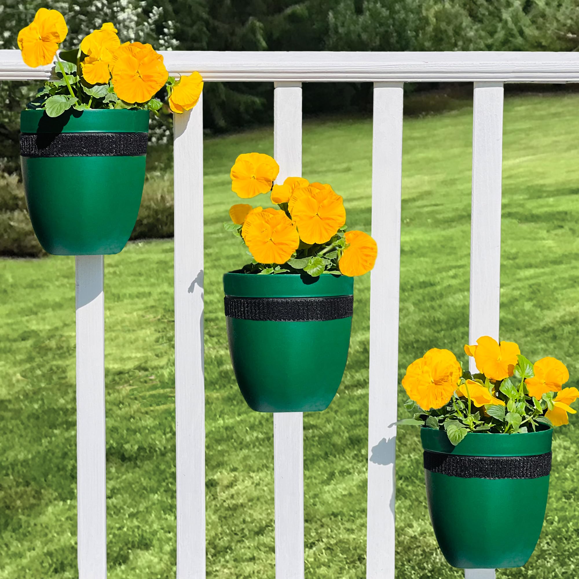 Balcony Buddies Railing Planter for Outdoor Plants (6-inch, 3-Pack) | Hanging Planter for Railings, Fence Posts | Balcony Wall Planter for Herbs, Flowers and Succulents | Made in The USA