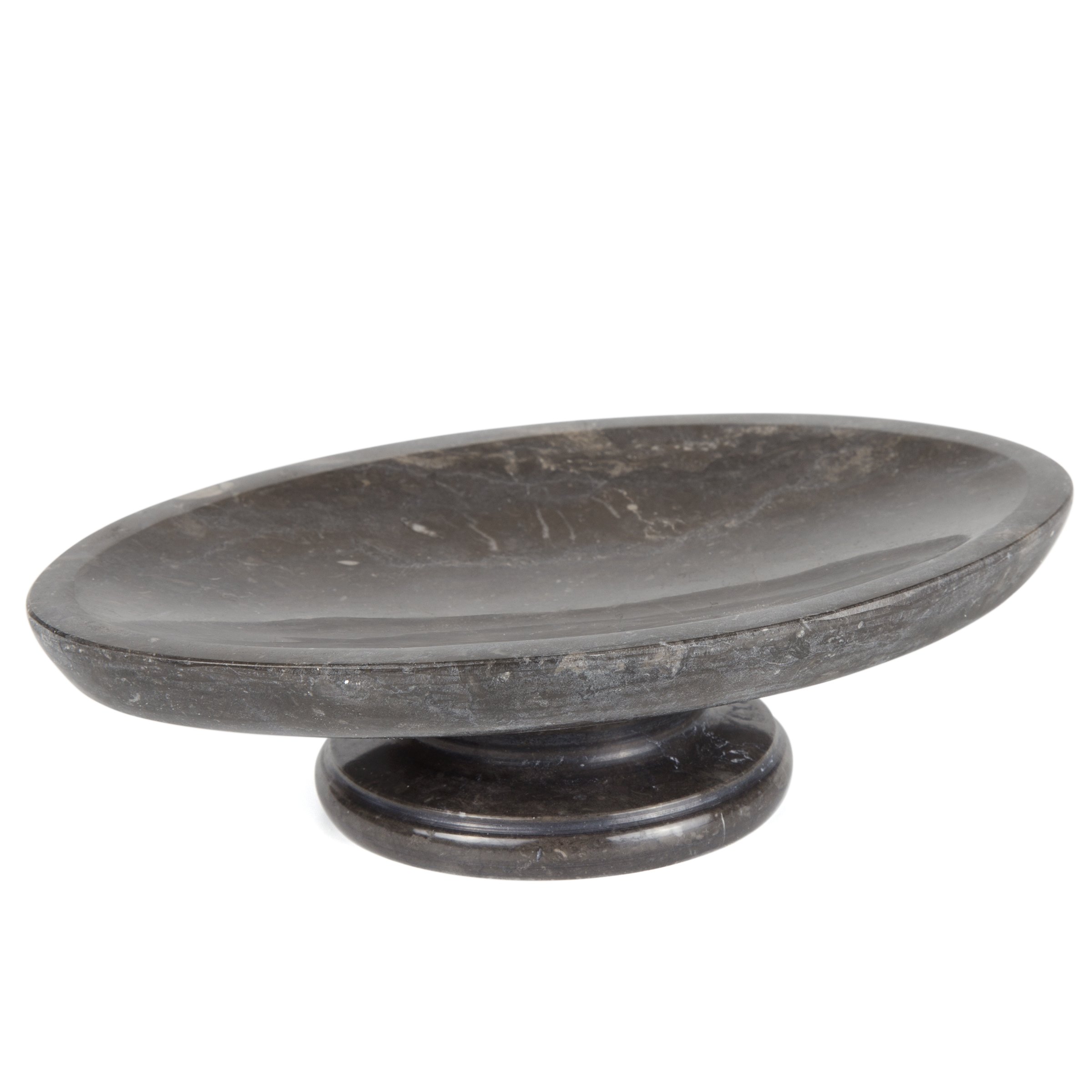 Creative Home Natural Charcoal Marble Bar Tray on Pedestal Soap Dish Holder for Bathroom Countertop Organize, 4" x 6.3" x 1.5" H, Dark Grey